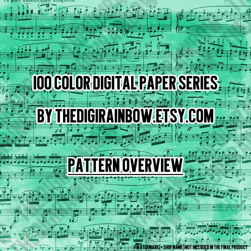 SALE 100 Music Sheet Digital Paper Vintage Watercolor Digital | Etsy