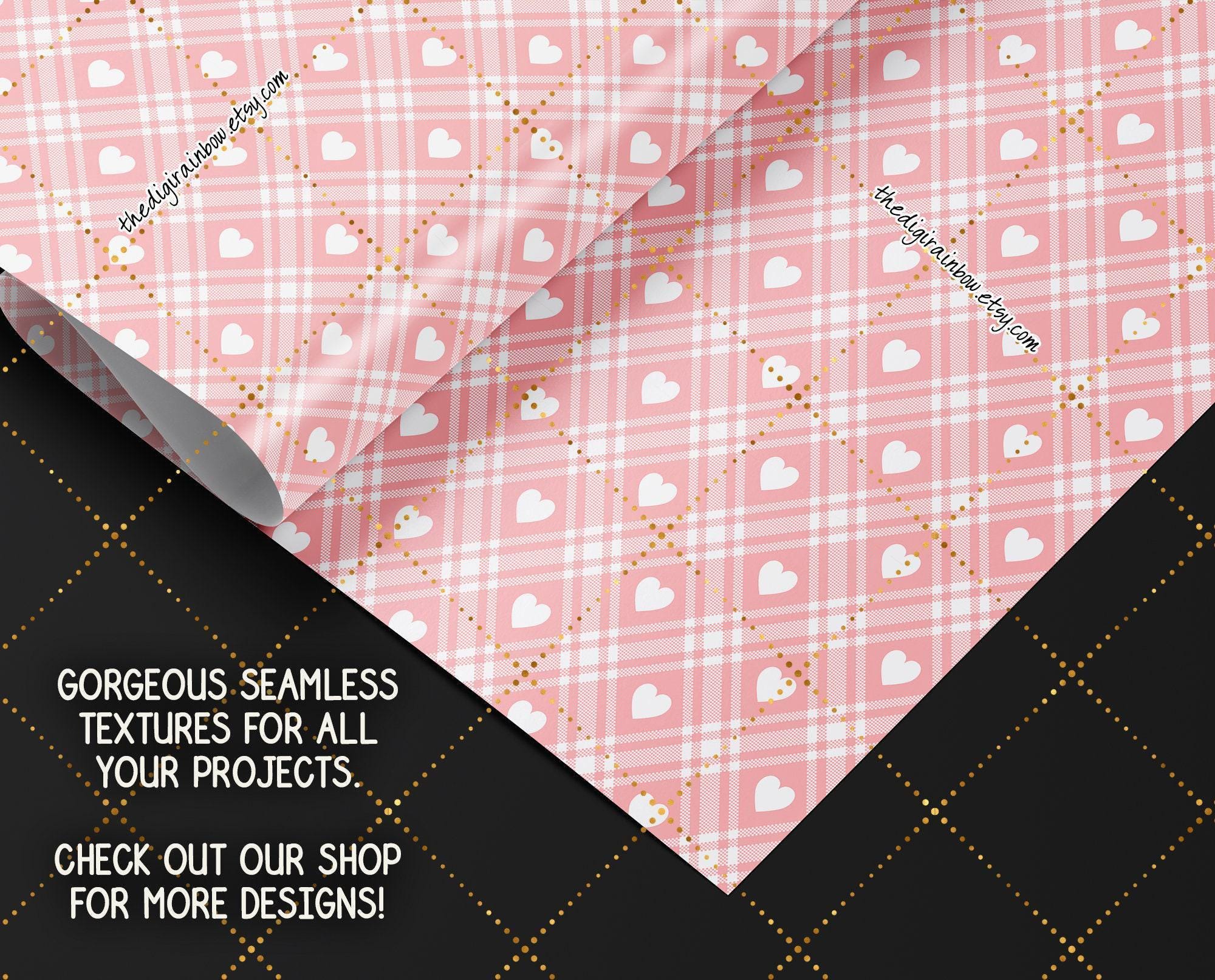 100 Seamless Heart Plaid Digital Paper Bright Rainbow Tartan Background ...