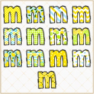Lemonade Doodle Alphabet PNG Summer Alpha Letter Bundle Lemon Pattern ...