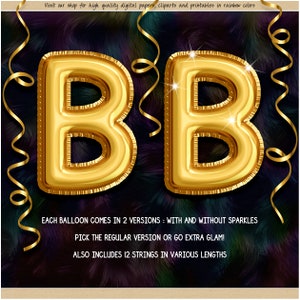 YELLOW GOLD Foil Balloon Alphabet Clip Art Birthday Balloon Font ...