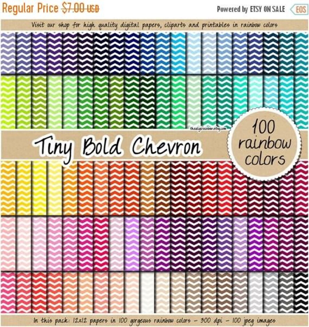 100 Tiny Chevron Digital Paper Chevron Background Rainbow Digital Paper ...