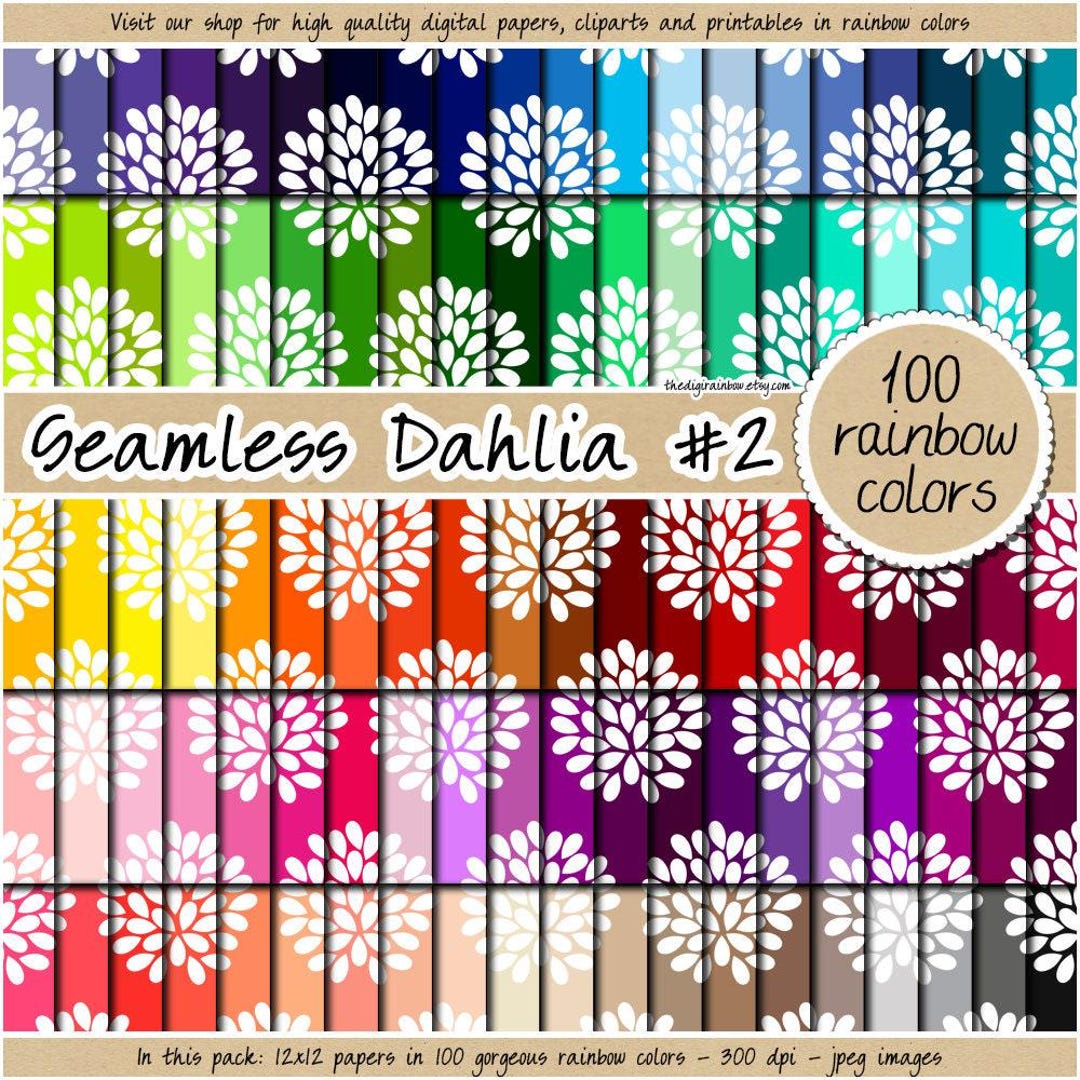 100 Seamless Dahlia Digital Paper Flower Pattern Floral Background ...