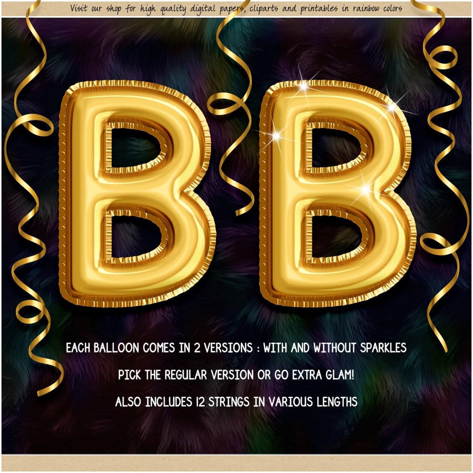 YELLOW GOLD Foil Balloon Alphabet Clip Art Birthday Balloon Font ...