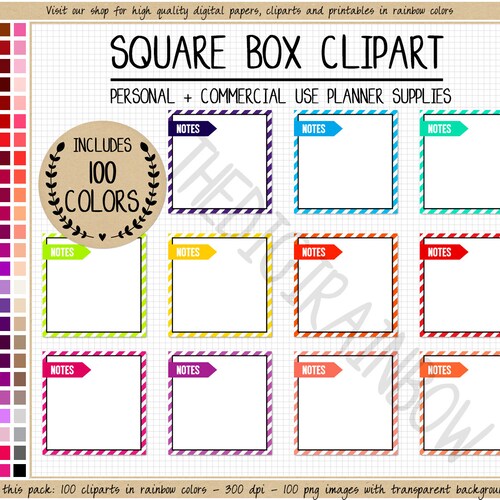 SALE 100 Ombre Full Box Planner Stickers Ombre Clipart Full - Etsy