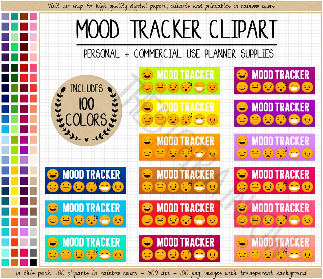 Sale 100 MOOD TRACKER Sticker Mental Health Digital Sticker Anxiety ...