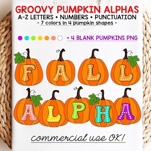 Fall Groovy Alphabet PNG Retro Halloween Pumpkin Clipart Sublimation ...