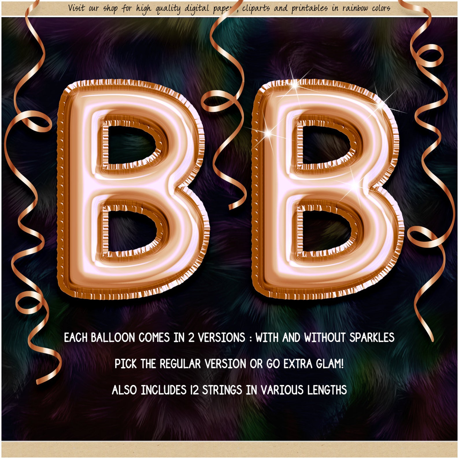 ROSE GOLD Foil Balloon Alphabet Clip Art Birthday Balloon Font - Etsy