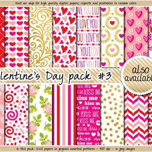 SALE Valentine's Day Digital Paper Valentine Day Gold Foil Print ...