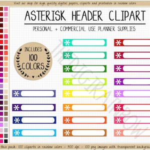 SALE 100 ASTERISK Header Printable Asterisk Planner Sticker Asterisk ...