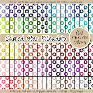 100 SEAMLESS Star Digital Paper Polka Dot Background Rainbow Digital ...