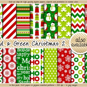 SALE Christmas Digital Paper Red and Green Christmas Digital Paper ...