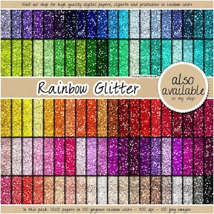 SALE 100 Ombre Glitter Digital Paper Rainbow Glitter Digital Paper ...