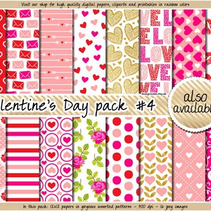 SALE Valentine's Day Digital Paper Valentine Day Gold Foil Print ...