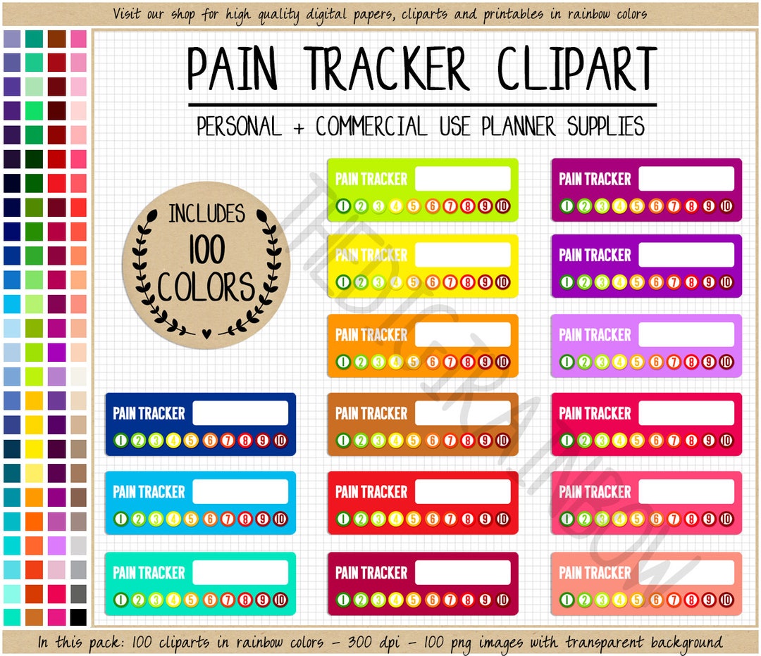 Sale 100 PAIN TRACKER Sticker Pain Intensity Sticker Health Printable ...