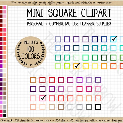 SALE 100 Dot Checklist Clipart Printable Planner Sticker - Etsy