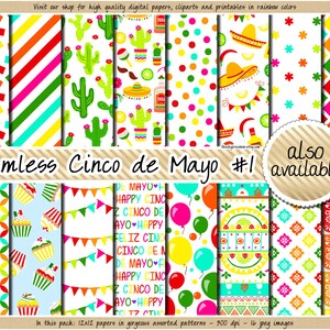 SALE Cinco De Mayo Digital Paper Cinco De Mayo Clipart Cinco De Mayo ...