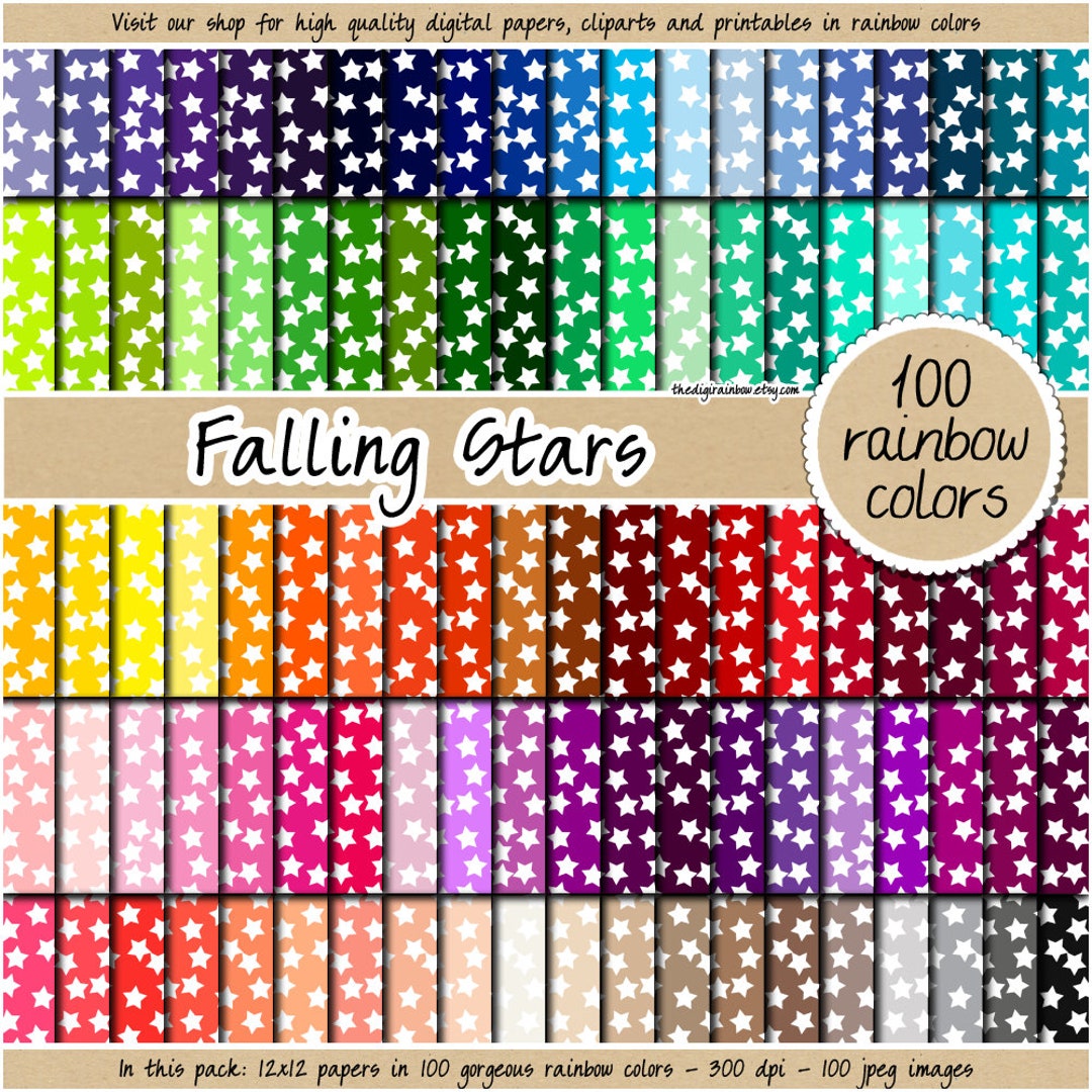 100 Star Digital Papers Seamless Pattern Rainbow Confetti Clipart Star ...