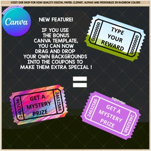 EDITABLE REWARD COUPONS Clipart Printable Reward Tickets Rainbow Blank ...