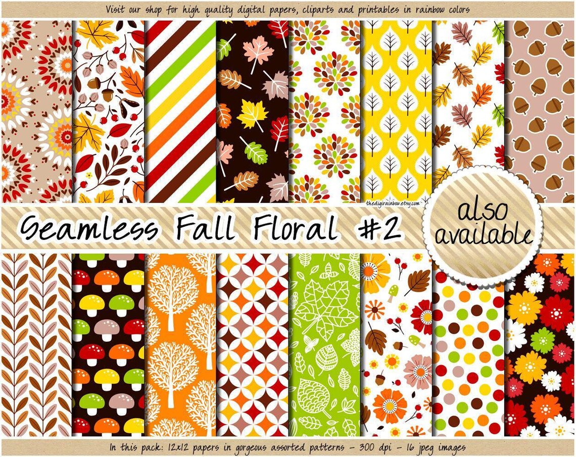 SALE Apple Digital Paper Fall Pattern Thanksgiving Background Boho ...