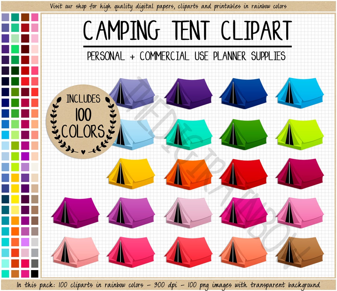 SALE 100 CAMPING TENT Clipart Camping Trip Sticker Woodland Clipart ...
