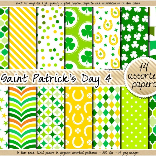 St Patricks Day Digital Paper Irish Digital Paper Printable - Etsy
