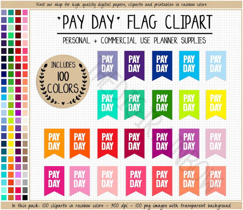 SALE 100 PAY DAY Flag Clipart Pay Day Stickers Rainbow Money - Etsy