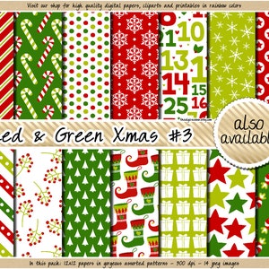 SALE Christmas Digital Paper Red and Green Christmas Digital Paper ...