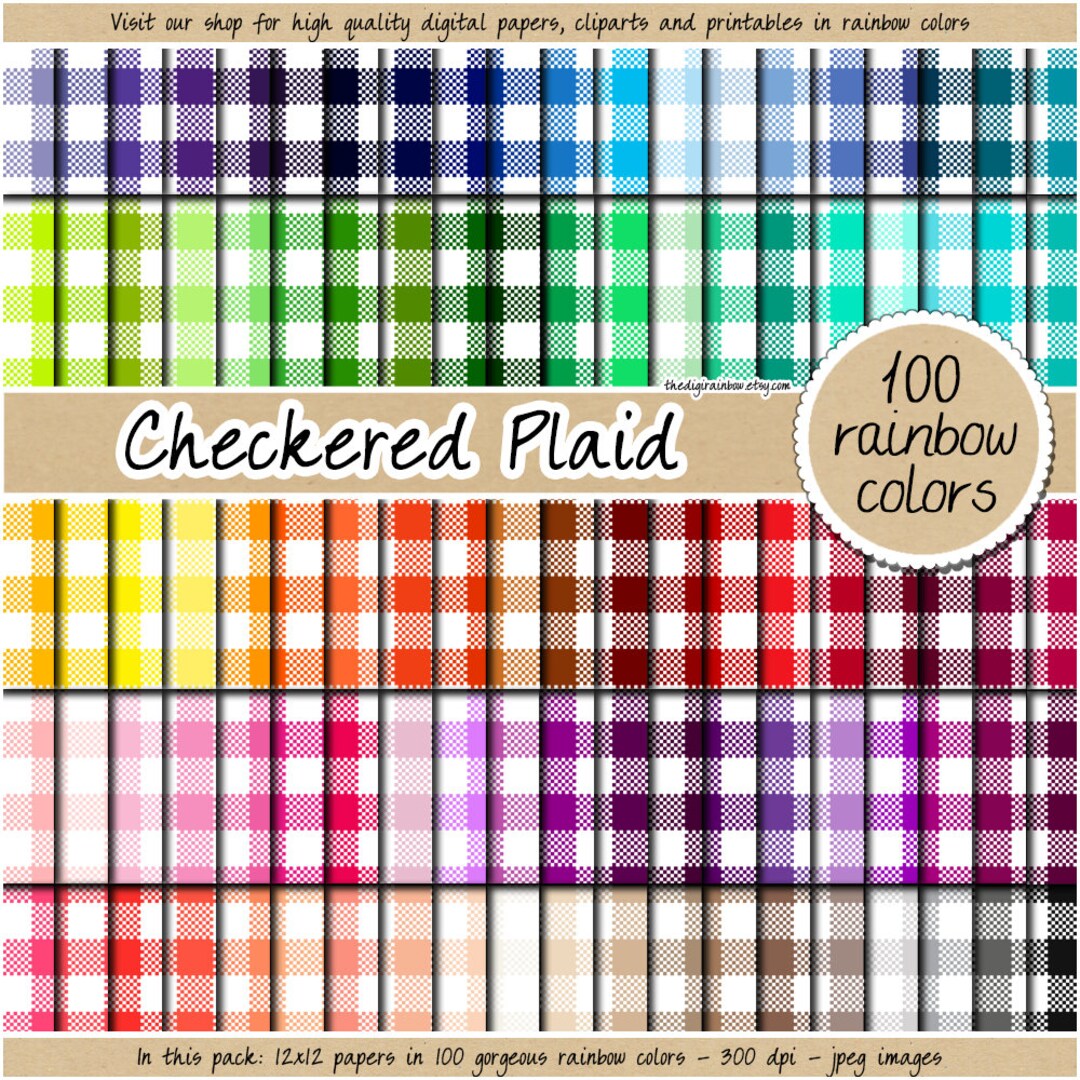 100 Seamless Checkered Plaid Digital Paper Checker Pattern Picnic ...