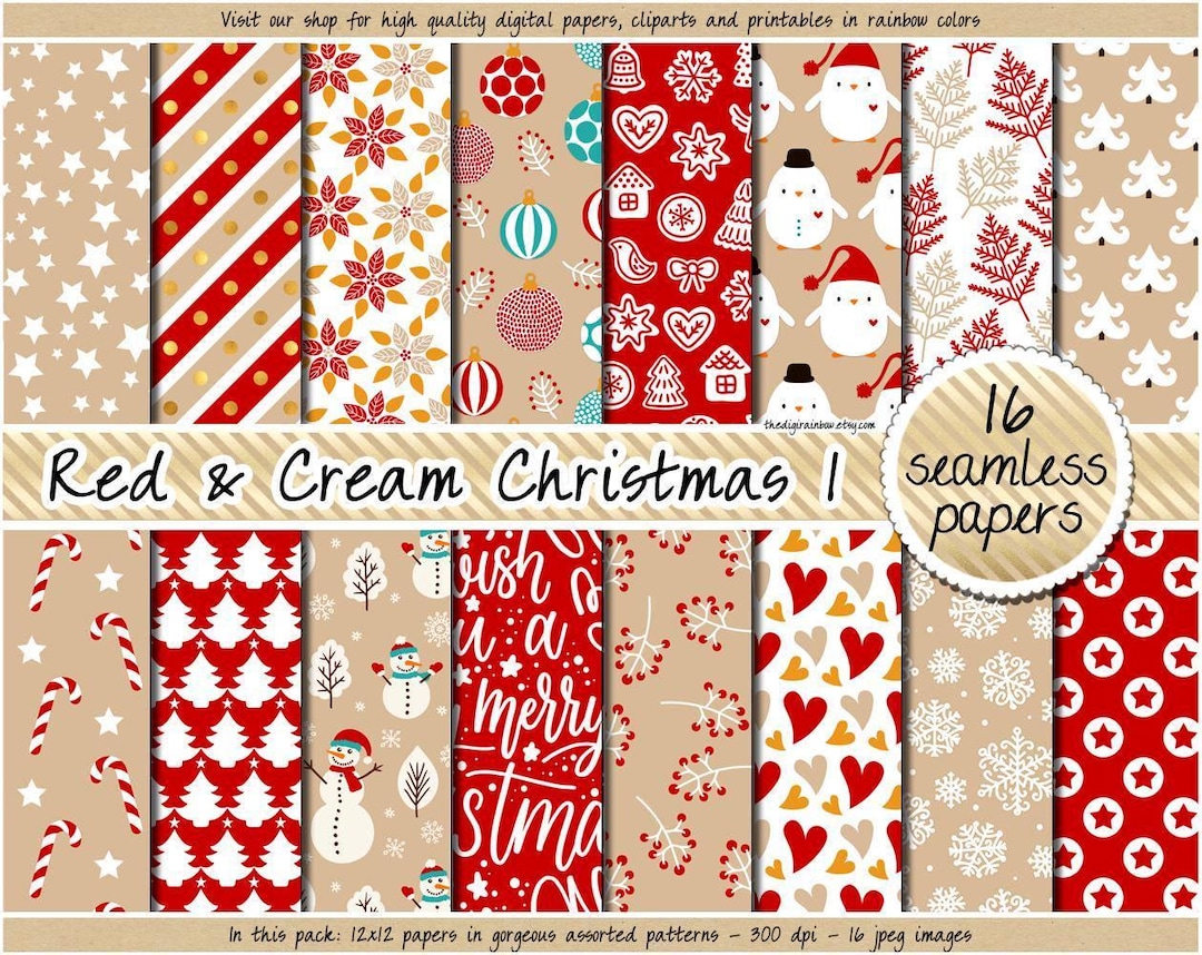 SEAMLESS Christmas Digital Paper Happy Holiday Pattern Winter ...