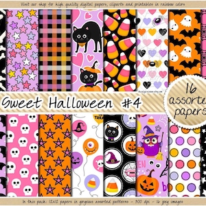Halloween Digital Scrapbook Paper Black Cat Pattern Witch Printable ...
