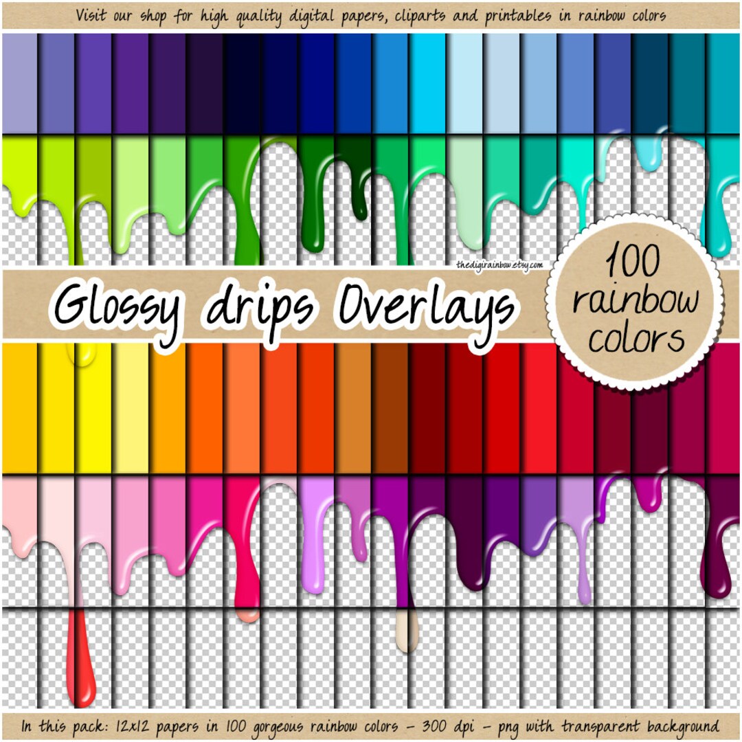 SALE 100 Seamless Glossy Drips Overlays Rainbow Ice Cream Digital Paper ...
