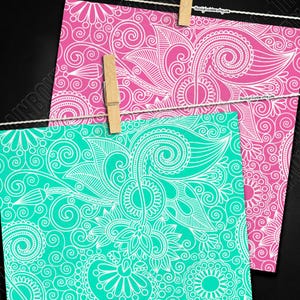 100 SEAMLESS Paisley Digital Paper Floral Swirl Printable Bandana ...