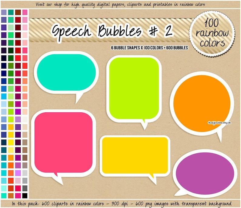SALE 600 Speech Bubbles Clipart Round Square Speech Bubble Sticker ...
