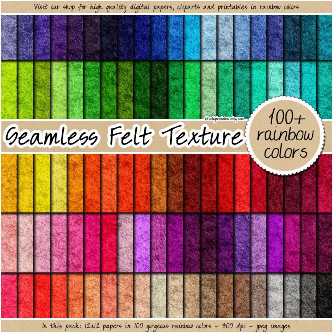 100 SEAMLESS Felt Digital Paper Realistic Felt Texture Wool Fabric ...