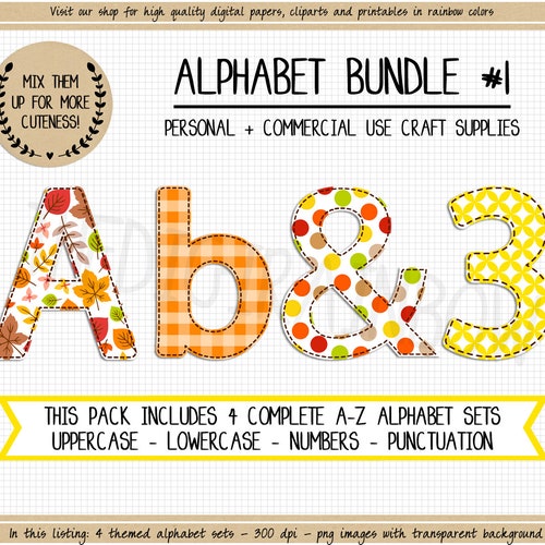 Floral and Stripe Faux Applique Alphabet Alpha Pack - Etsy