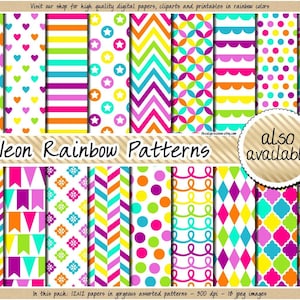 SEAMLESS Rainbow Digital Paper Printable Pastel Background Bright ...