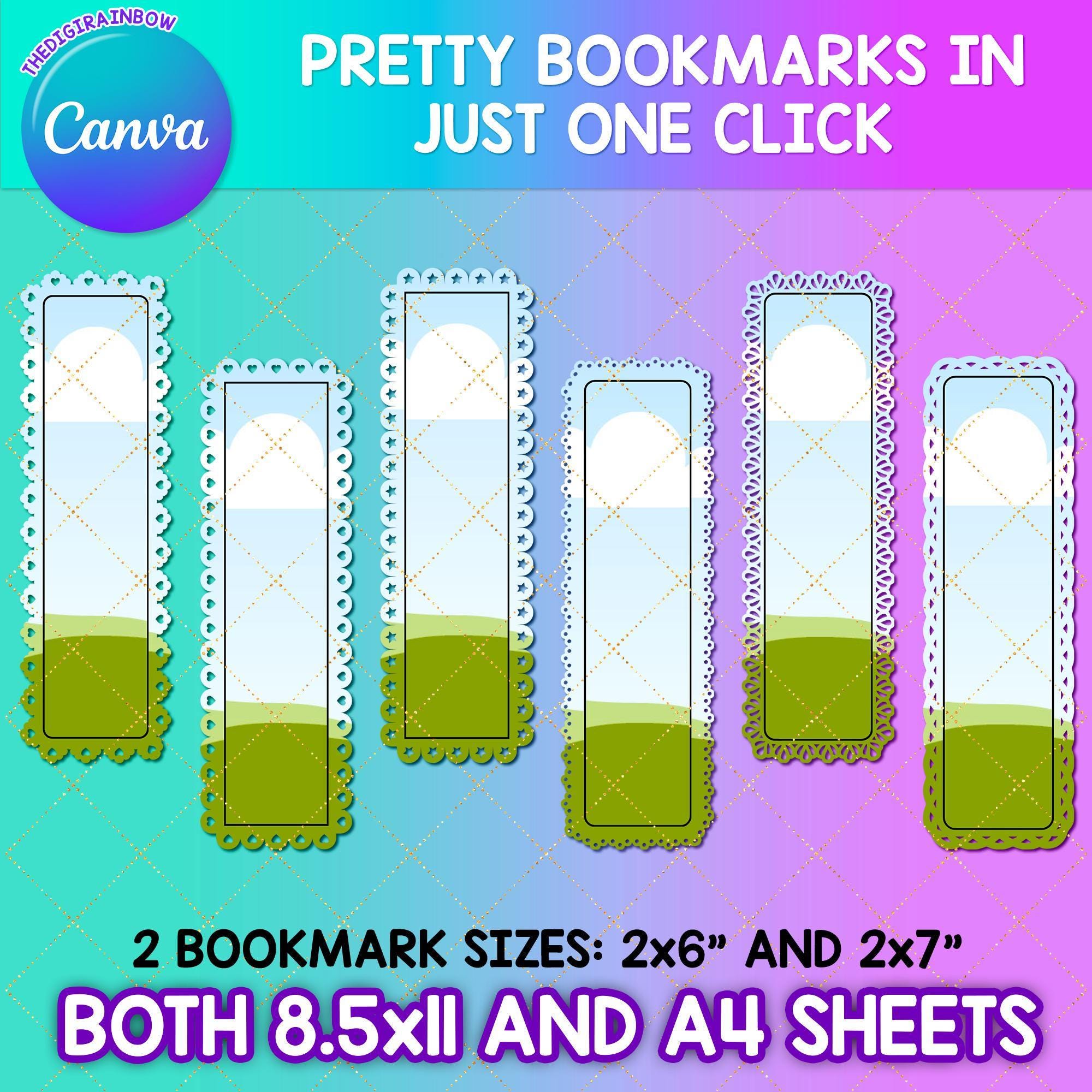 CANVA Bookmark Template, Drag and Drop Editable CANVA Frame Bundle ...