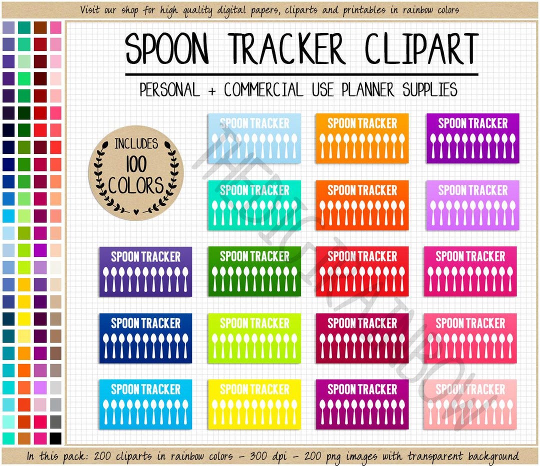 SALE 100 Invisible Illness Digital Sticker Spoon Tracker Spoon Theory ...