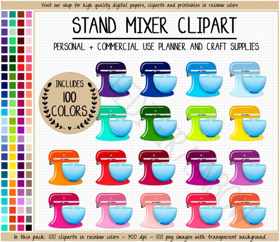 SALE 100 STAND MIXER Clipart Kitchen Sticker Rainbow Digital | Etsy