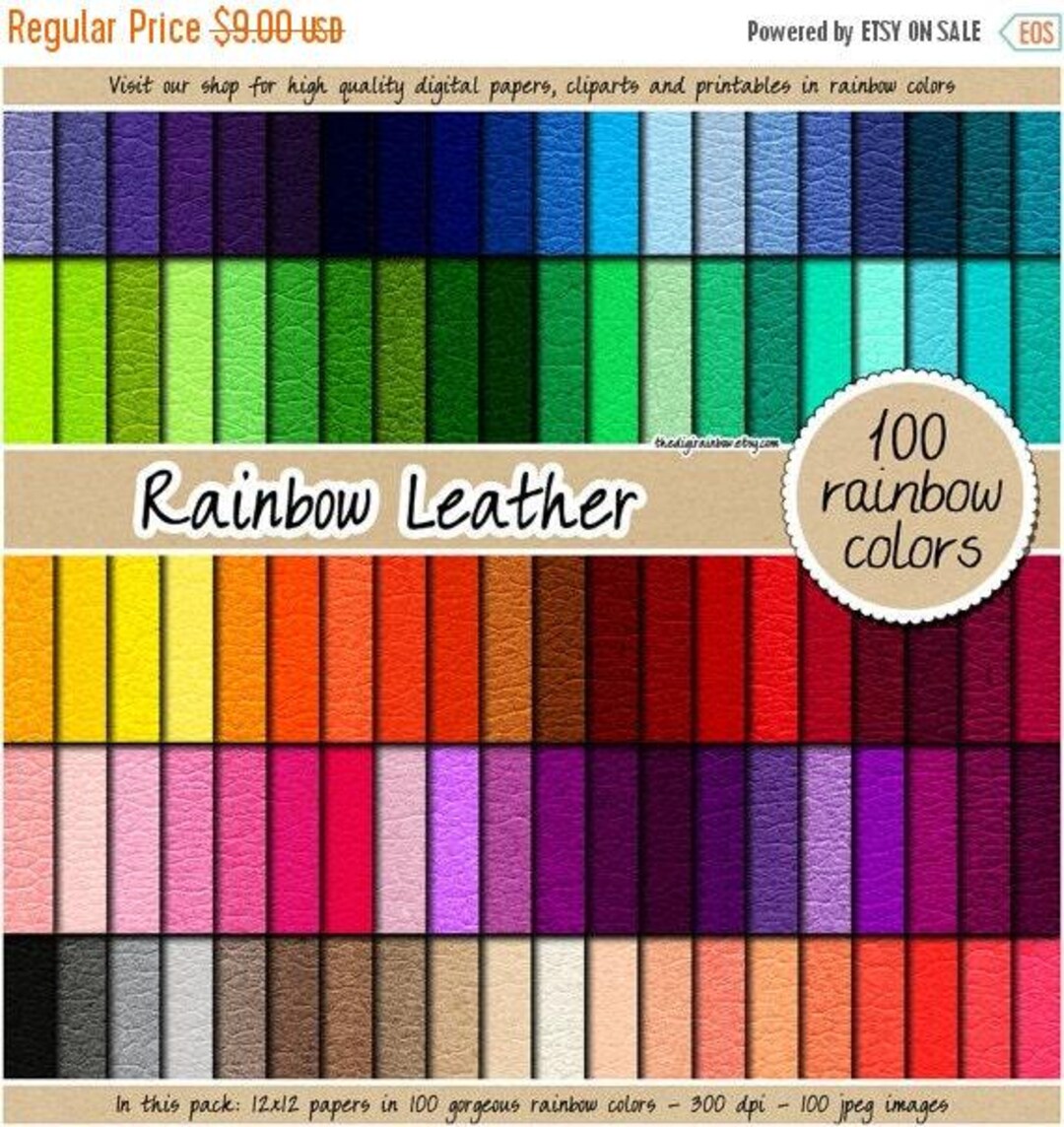 SALE 100 Leather Digital Paper Rainbow Leather Fabric Digital Paper ...