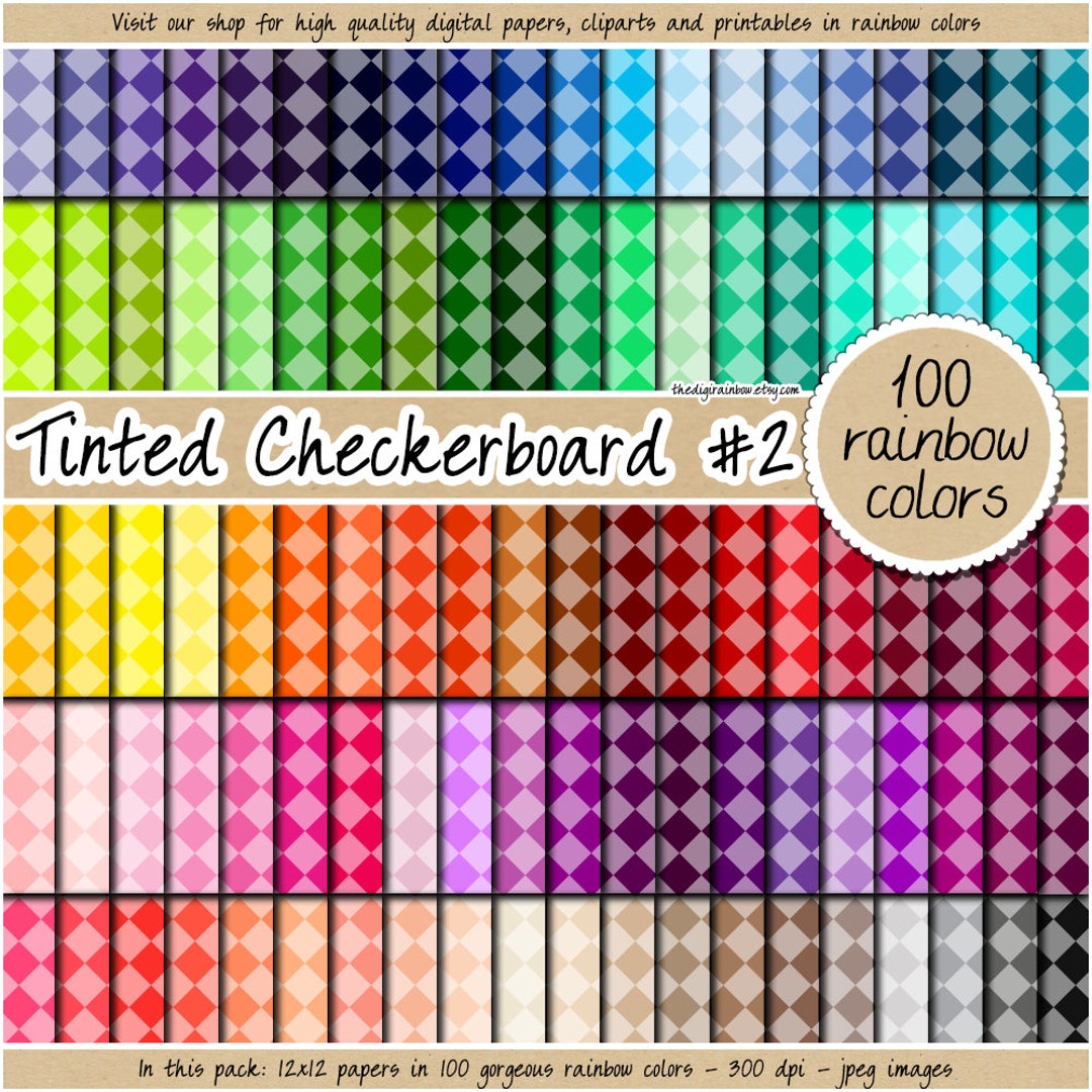 100 Seamless Tinted Checkerboard Digital Paper Diagonal Checker Pattern ...