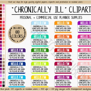 SALE 100 Hello I'm Chronically Ill Printable Tags Rainbow Hello My Name ...