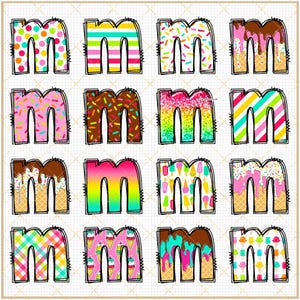 Ice Cream Doodle Alphabet PNG Bundle Summer Sublimation Popsicle ...