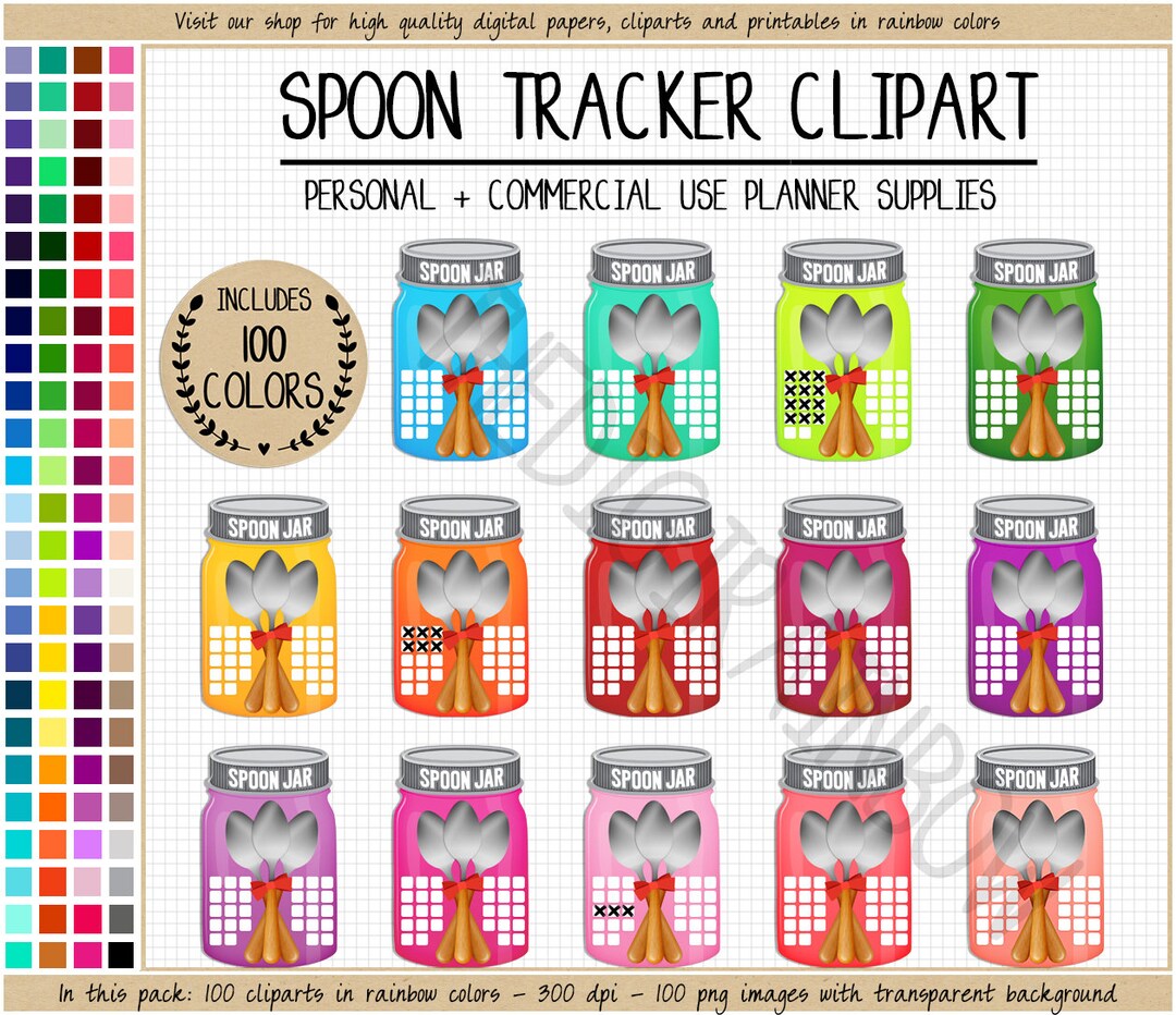 SALE 100 Spoon Meter Digital Sticker Spoon Theory Tracker Clipart ...