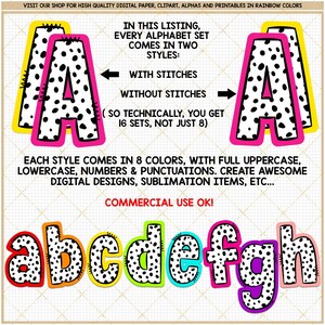 Dalmatian Dot PNG Alphabet Bundle Bright Color Letters Back to School ...