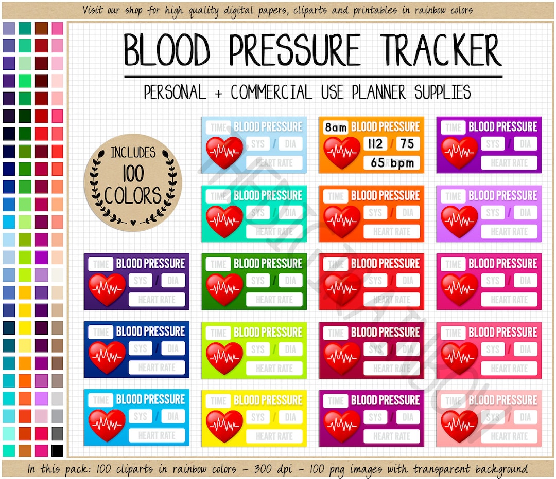 SALE 100 BLOOD PRESSURE Sticker Heart Rate Tracker Hypertension ...