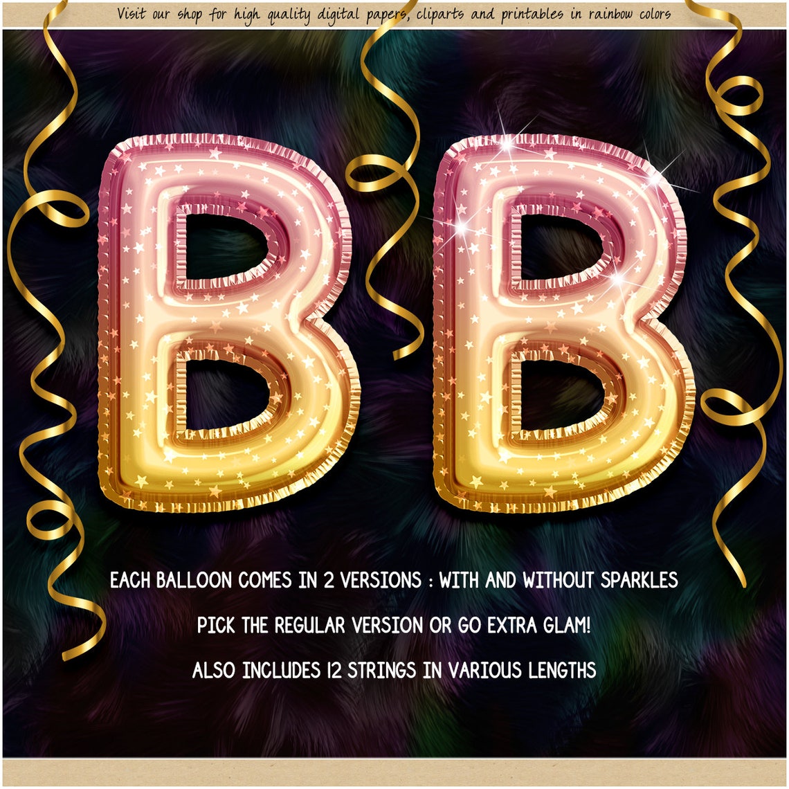 ROSE GOLD Foil Balloon Alphabet Clip Art Birthday Balloon Font | Etsy