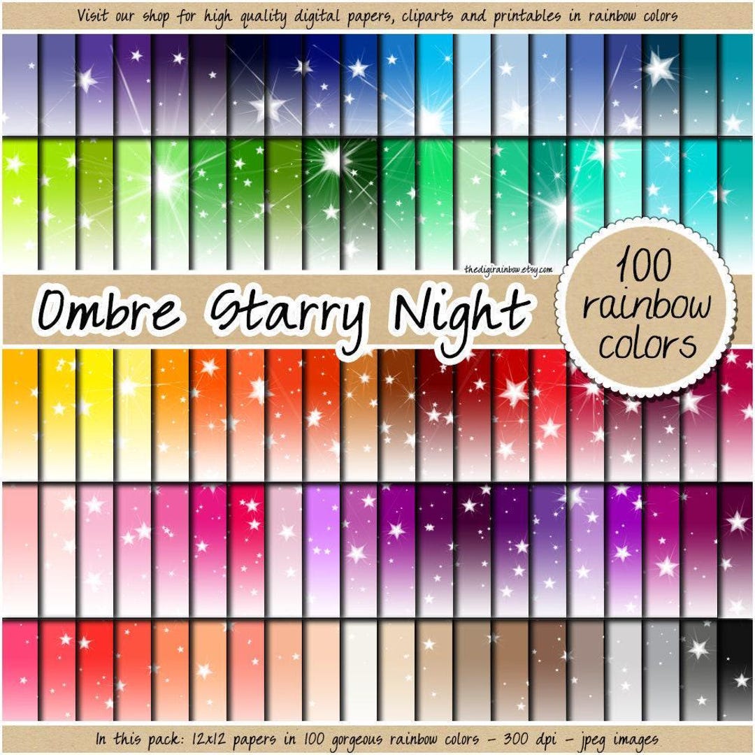 100 Sky Digital Paper Shining Star Digital Paper Printable Galaxy Print ...