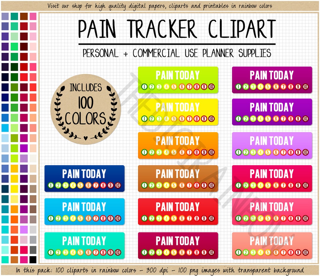 Sale 100 PAIN TRACKER Sticker Pain Intensity Sticker Health Printable ...