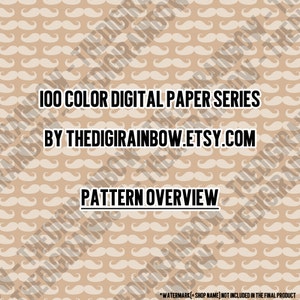 100 Mustache Digital Paper Hipster Digital Paper Mustache Pattern ...